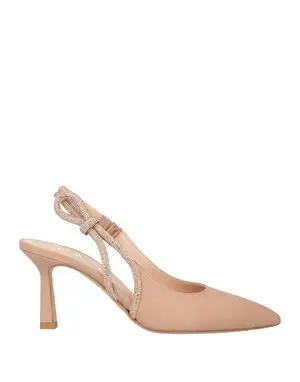 OVYE Leather Slingback Pumps With Crystal Embellishments