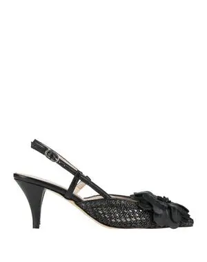 OVYE Leather Slingback Pumps With Floral Appliqu