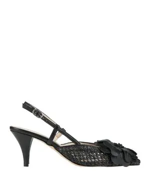OVYE Leather Slingback Pumps With Floral Appliqu