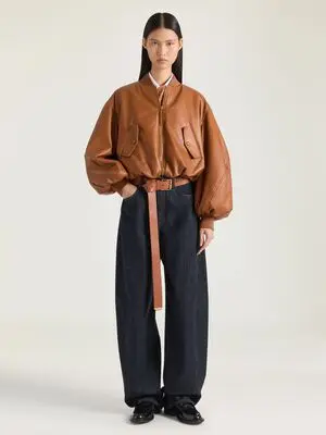 Givenchy Cropped Cocoon Nappa Leather Bomber Jacket