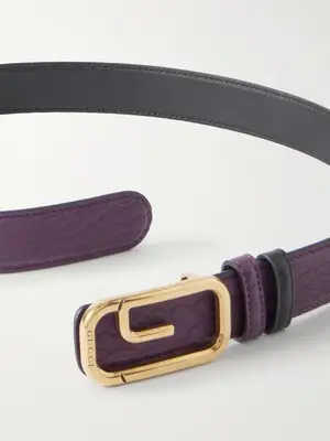Gucci Reversible Textured-leather Belt - Purple