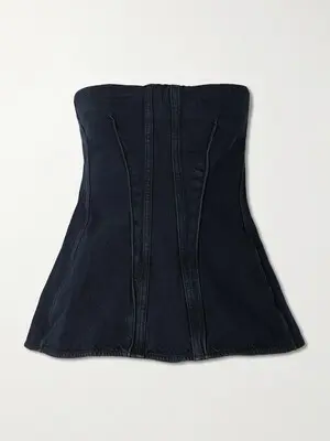 AGOLDE Lara Strapless Paneled Denim Bustier Top