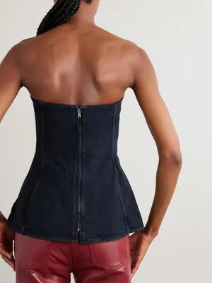 AGOLDE Lara Strapless Paneled Denim Bustier Top