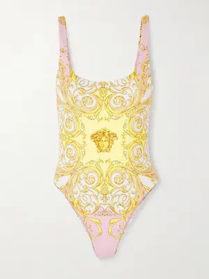 Versace Barocco Printed Swimsuit - Yellow