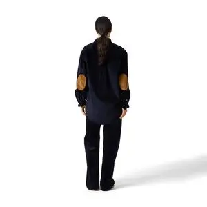 Miu Miu Corduroy And Suede Shirt - Navy