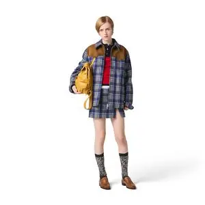 Miu Miu Checked Blouson Jacket - Slate/lightblue
