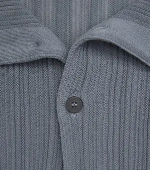 LE17SEPTEMBRE Cotton-blend Ribbed Polo Cardigan