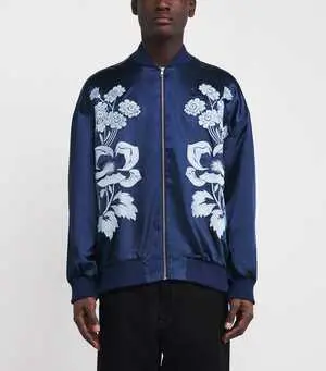 Commas Floral Embroidered Satin Bomber Jacket
