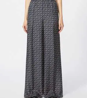 Max Mara Silk Twill Wide-leg Trousers With Archival Print