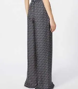 Max Mara Silk Twill Wide-leg Trousers With Archival Print
