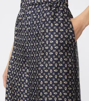 Max Mara Silk Twill Wide-leg Trousers With Archival Print