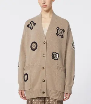 Max Mara Wool-cashmere Patch Cardigan