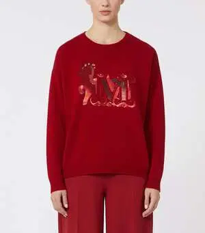 Max Mara Wool-cashmere Monogram Sweater - Red