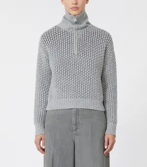 Max Mara Wool-blend Half-zip Sweater - Grey