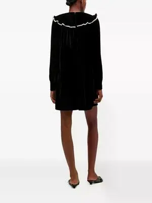 GANNI Velvet Ruffled Collar Mini Dress