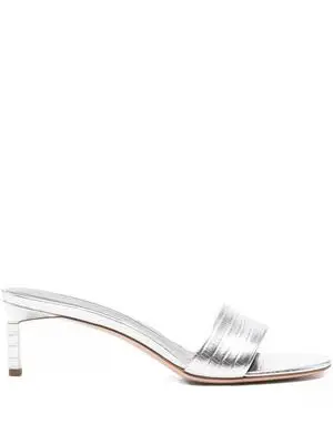 TOM FORD Metallic-finish Leather Kitten Heel Sandals - Silver