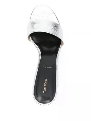 TOM FORD Metallic-finish Leather Kitten Heel Sandals - Silver