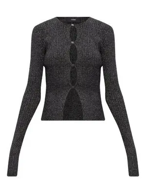 Amiri Cut-out Cardigan In Metallic Knit