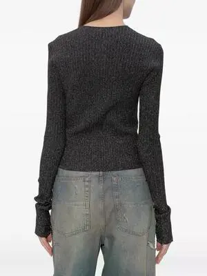 Amiri Cut-out Cardigan In Metallic Knit