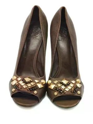 Tory Burch Stud-embellished Open-toe Pumps