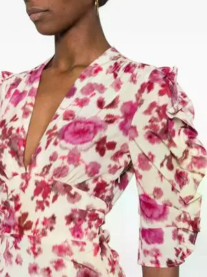 Isabel Marant Étoile Doris Rose Print Silk Blend Dress - Neutrals