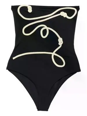 Johanna Ortiz Appliqué Swimsuit - Black