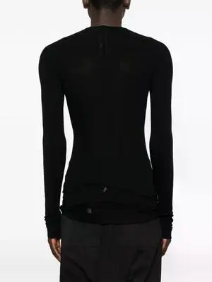 Rick Owens Long-sleeved Stripped T-shirt - Black