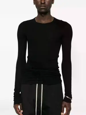 Rick Owens Long-sleeved Stripped T-shirt - Black