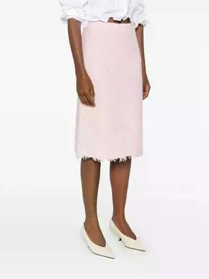 JIL SANDER A-line Midi Skirt With Frayed Hem - Pink