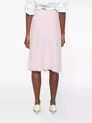 JIL SANDER A-line Midi Skirt With Frayed Hem - Pink