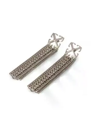 Off-White Arrow Chain Pendant Earrings