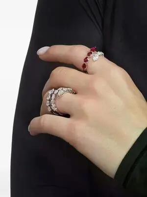 JEWELS AFICIONADO 18k White Gold Diamond And Ruby Ring - Silver