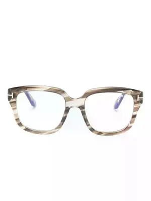 TOM FORD Stripe Geometric Eyeglasses - Brown