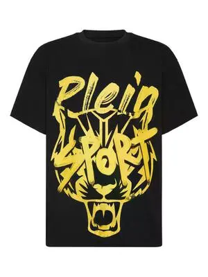 PLEIN SPORT Round Neck Tiger Print T-shirt - Black