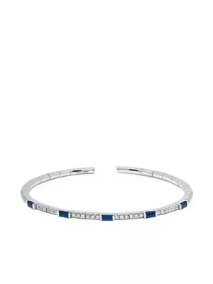 JEWELS AFICIONADO 18k White Gold Sapphire And Diamond Cuff - Silver
