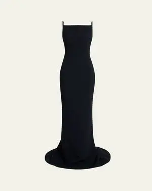 Givenchy Square-Neck Trumpet Gown - Black