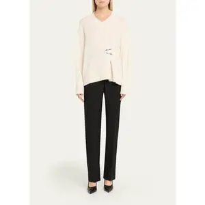 GRACE LING Claw-embellished Cashmere V-neck Sweater