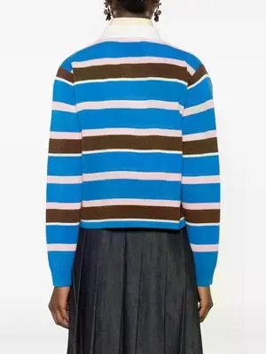 Guest In Residence Striped Polo Top - Blue