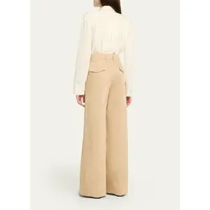 Lafayette 148 New York Charles Wide-leg Twill Pants - Natural