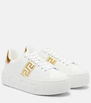 Versace Gold Tone Sneakers For Women