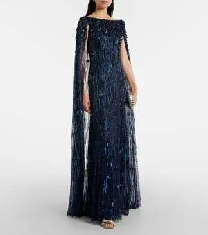 Jenny Packham Luella Fringed Sequined Gown
