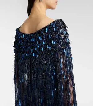 Jenny Packham Luella Fringed Sequined Gown