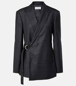 Loewe Prince Of Wales Check Wool Wrap Blazer