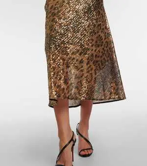 Roberto Cavalli Leopard-print Sequined Slip Dress