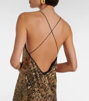 Roberto Cavalli Leopard-print Sequined Slip Dress