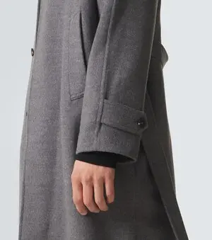 SAMAN AMEL Belted Wool Overcoat - Grey
