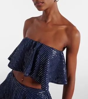 ADRIANA DEGREAS Sequined Cropped Top