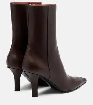 Amina Muaddi Christine 80 Leather Ankle Boots - Brown