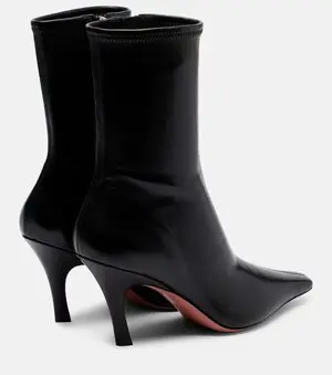 Amina Muaddi Jamie 80 Leather Ankle Boots - Black