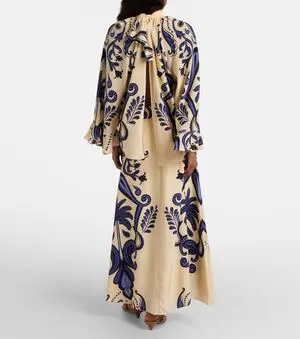 Johanna Ortiz Paisley Silk Maxi Skirt - White